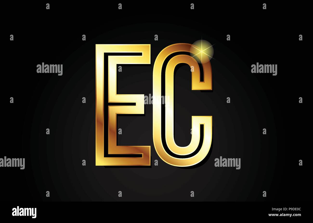 gold alphabet letter ec e c logo combination design suitable for a ...
