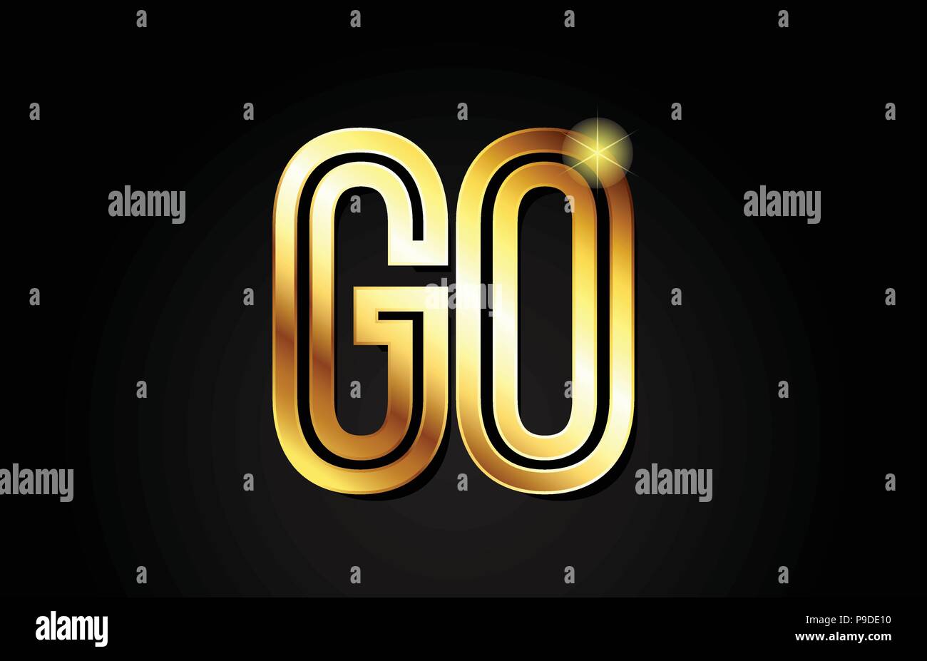 gold alphabet letter go g o logo combination design suitable for a ...