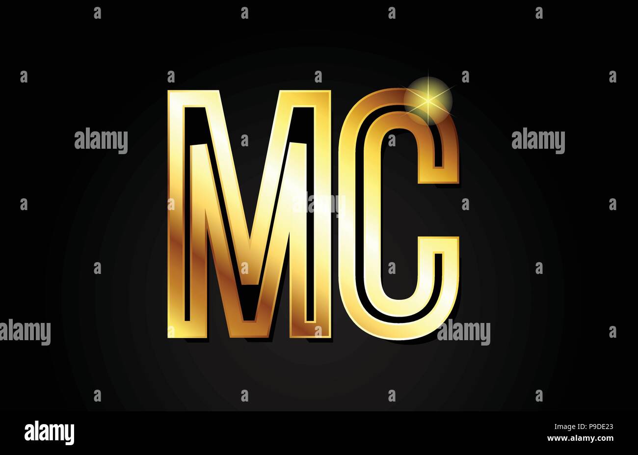 gold alphabet letter mc m c logo combination design suitable for a ...