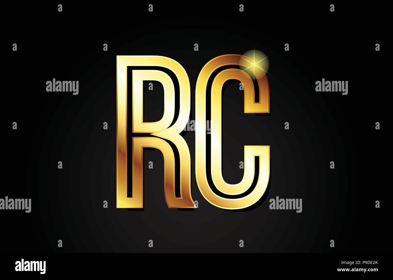 gold alphabet letter rc r c logo combination design suitable for a ...