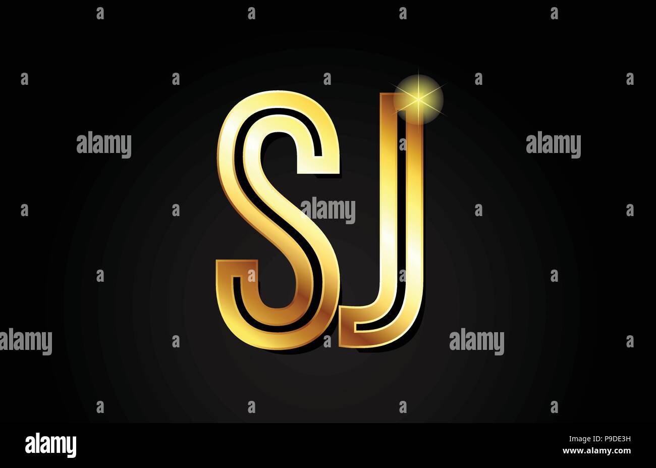 gold alphabet letter sj s j logo combination design suitable for a ...