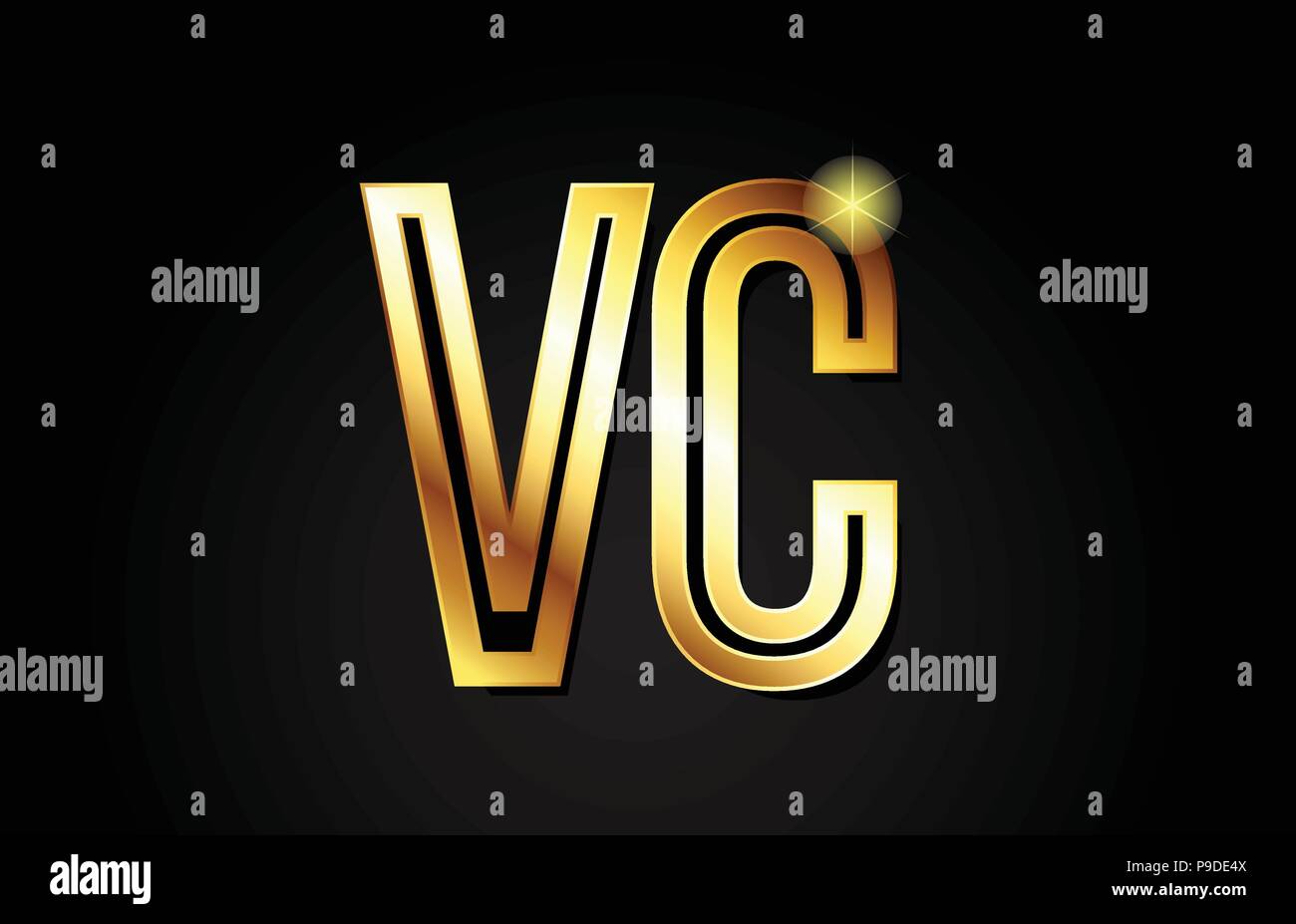 gold alphabet letter vc v c logo combination design suitable for a ...