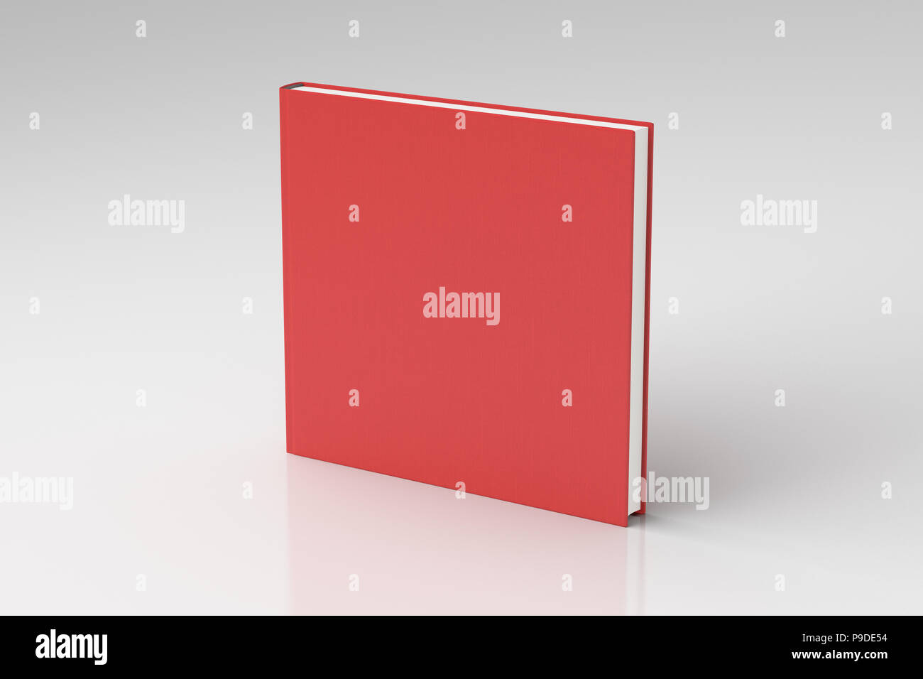 Red square blank book cover mockup with fabric texture standing ...