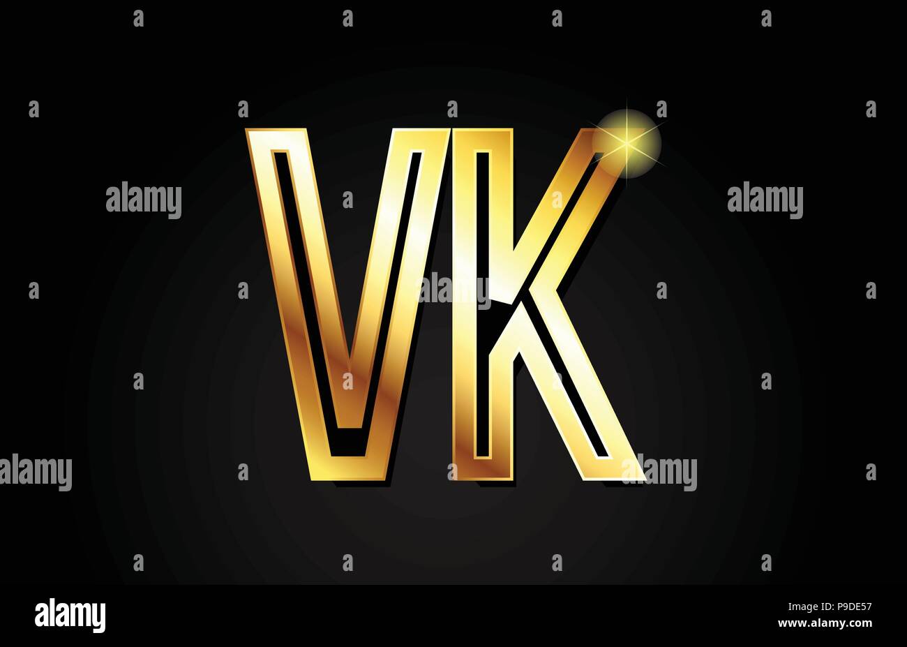 gold alphabet letter vk v k logo combination design suitable for a ...
