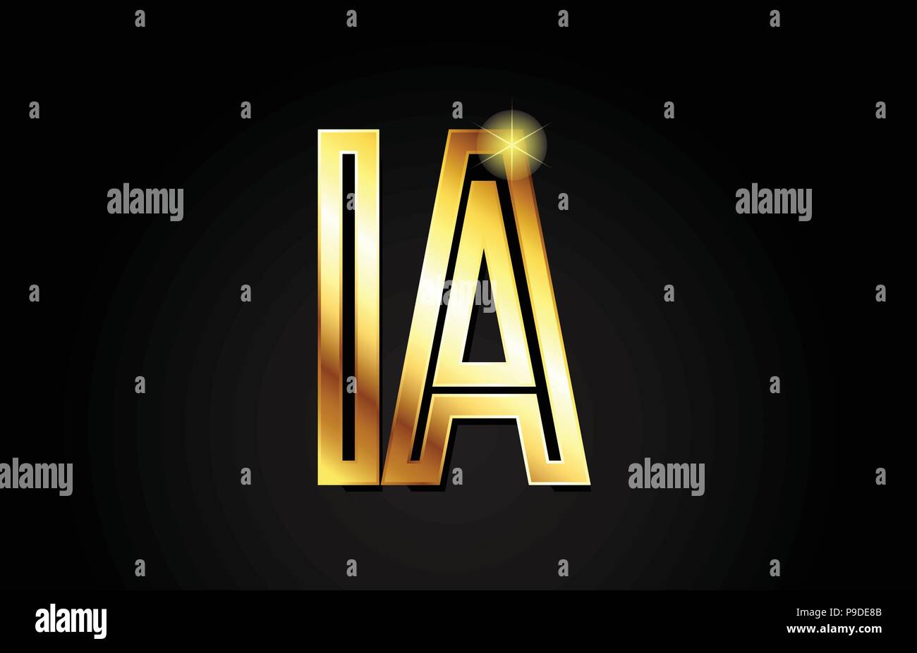 gold alphabet letter ia i a logo combination design suitable for a ...