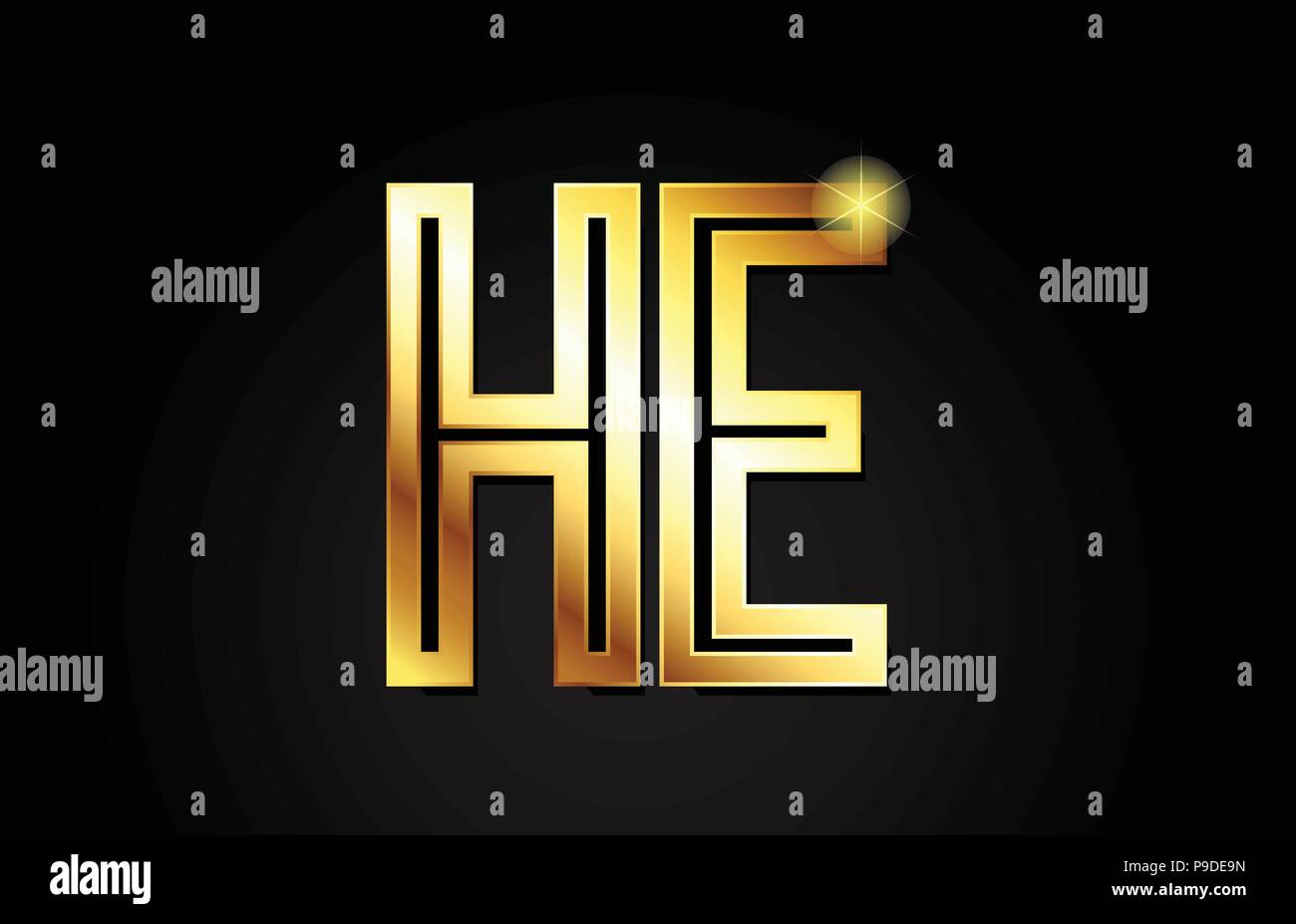 gold alphabet letter he h e logo combination design suitable for a ...