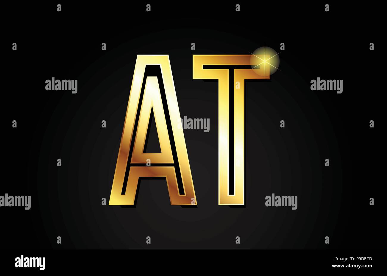 gold alphabet letter at a t logo combination design suitable for a ...