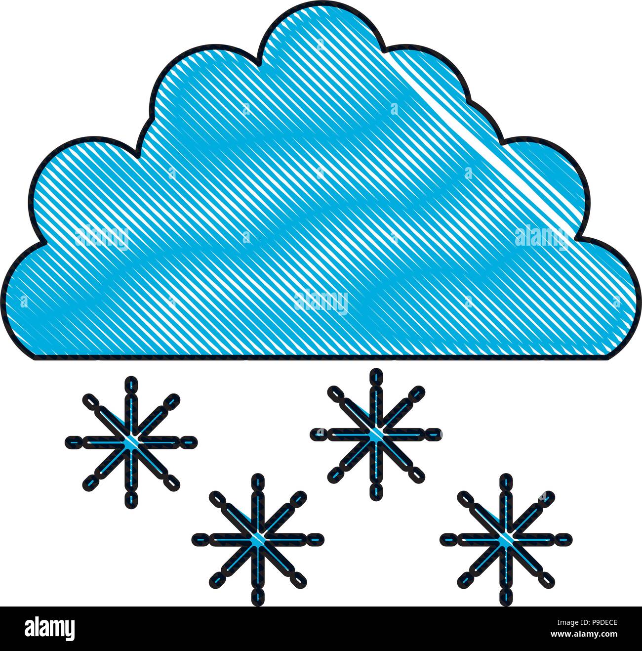 cloud with snowflakes icon over white background, vector illustration ...