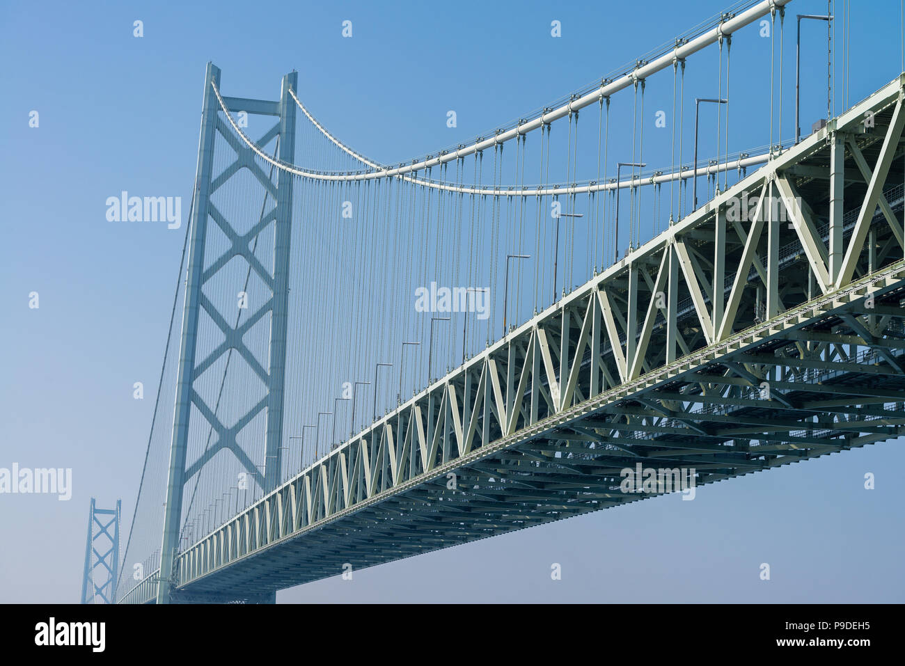 Akashi Kaikyo bridge, world longest suspension metal bridge Stock Photo ...