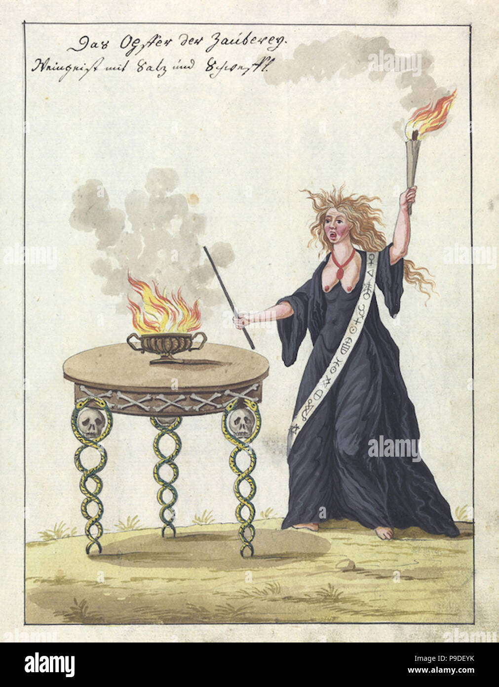 vintage illustration from a book of black magic Stock Photo - Alamy