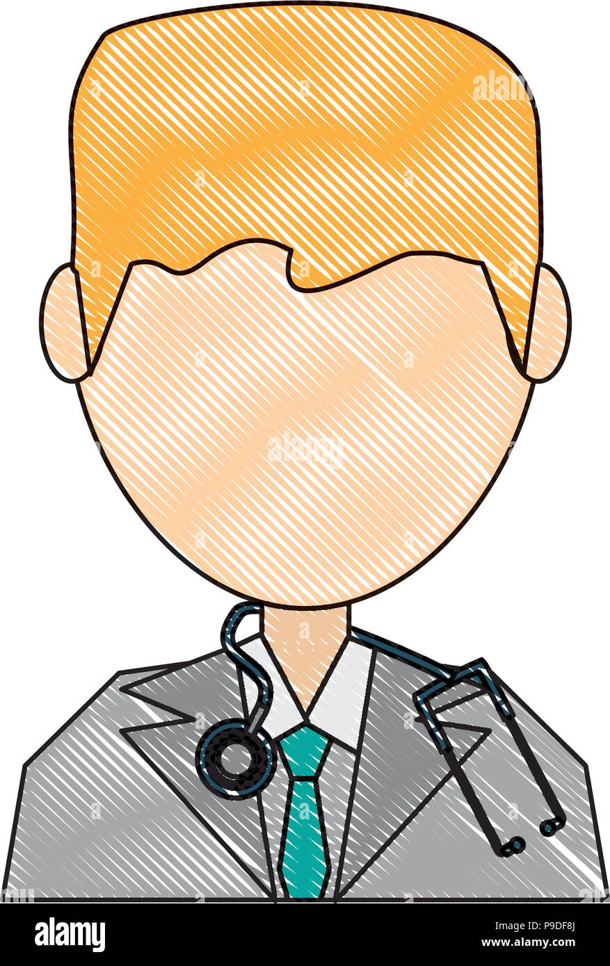 avatar doctor with sthetoscope over white background, vector ...