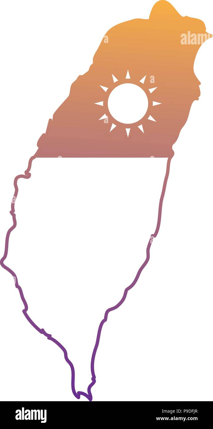 Taiwan flag in map shape over white background, vector illustration ...