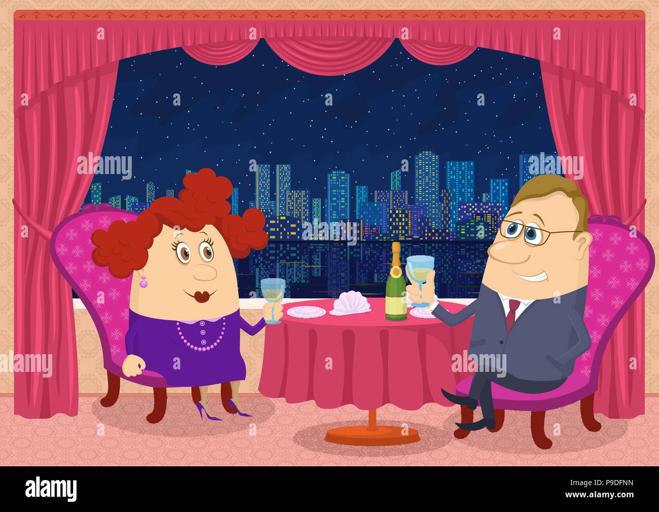 Couple evening restaurant Stock Vector Images - Alamy