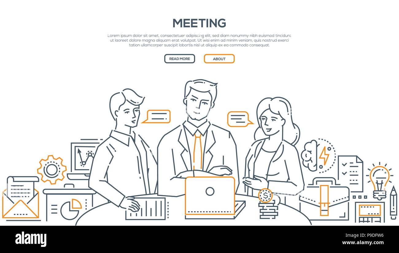 Business meeting - modern line design style illustration Stock Vector ...