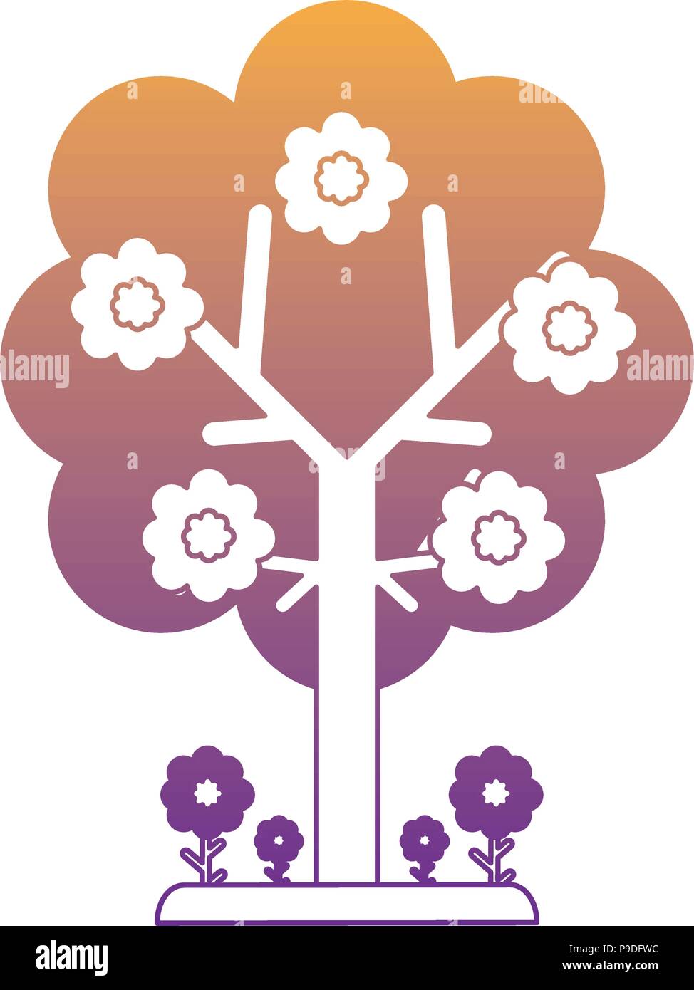 floral tree icon over white background, vector illustration Stock ...