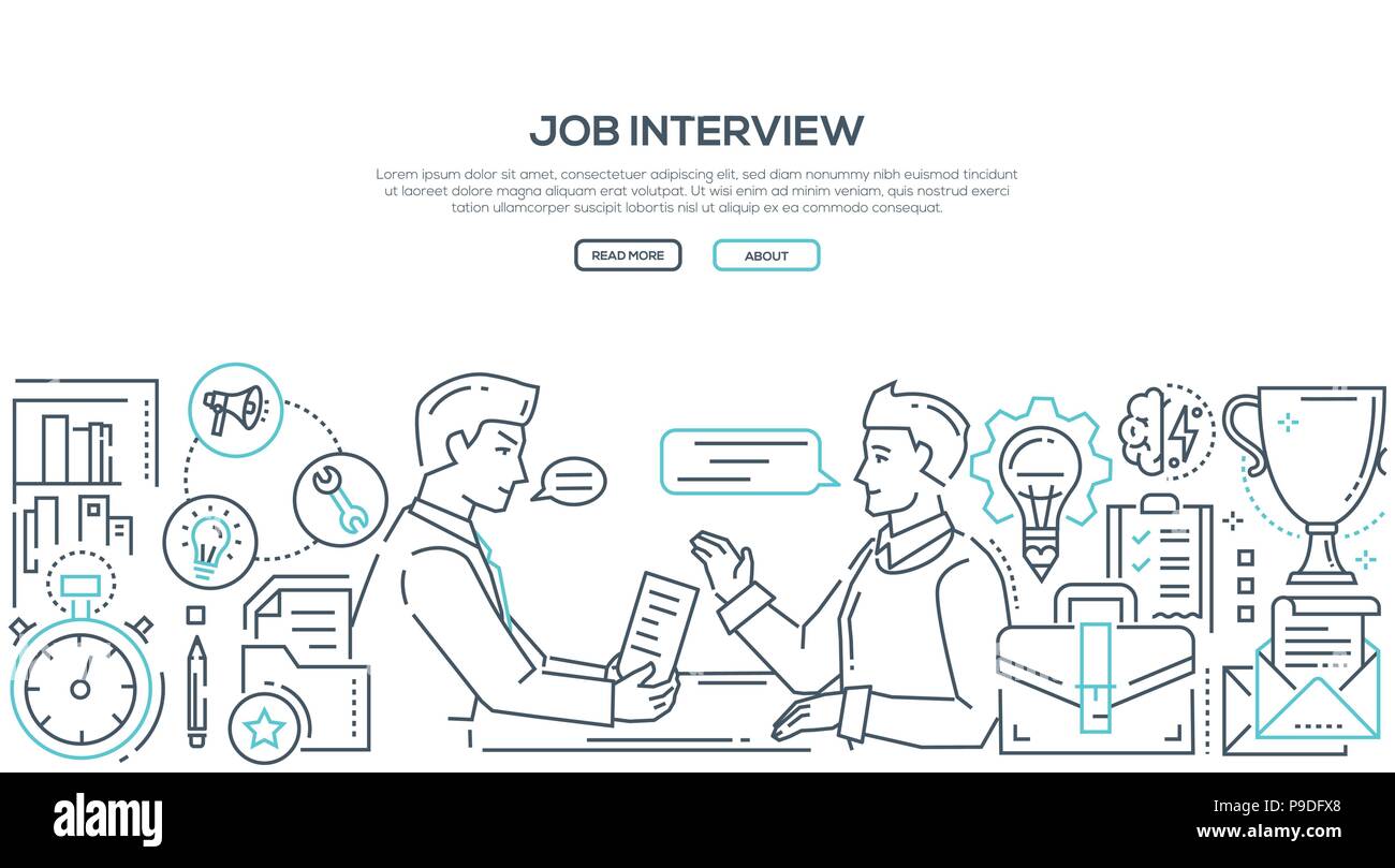 Job interview - modern line design style illustration Stock Vector ...