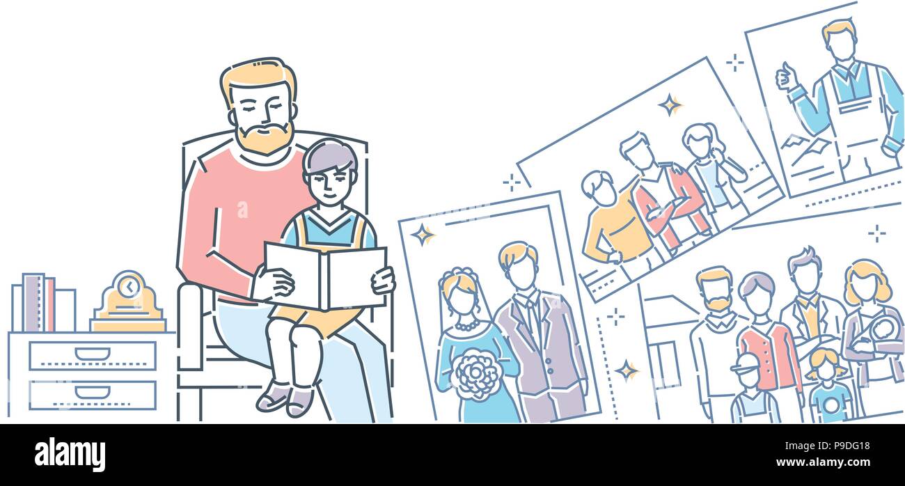 Sweet memory - colorful line design style illustration Stock Vector ...