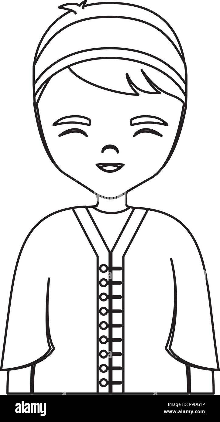 Cartoon man with traditional costume of taiwan icon over white ...