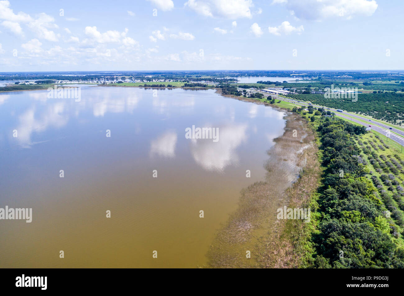 Orlando Florida,Lake Hamilton,Chain of Lakes,aerial overhead view ...