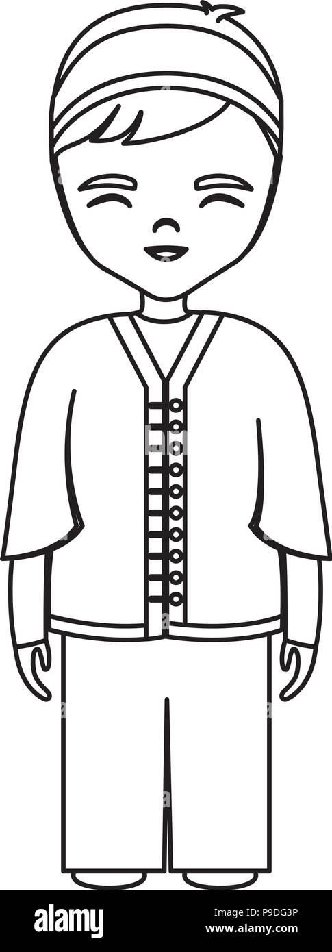 Cartoon man with traditional costume of taiwan icon over white ...