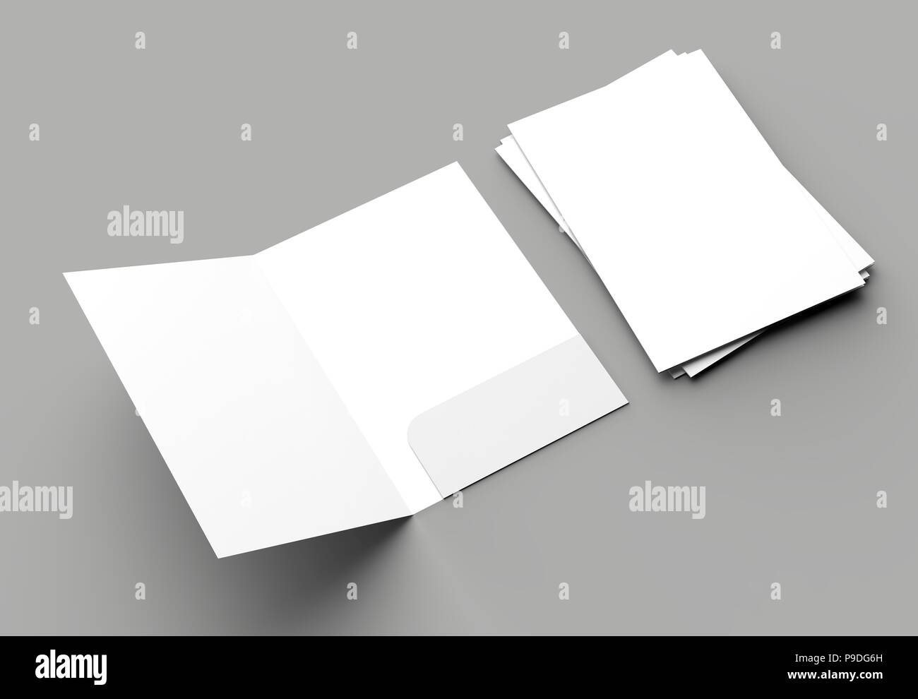 A4 size single pocket reinforced folder mock up isolated on gray ...