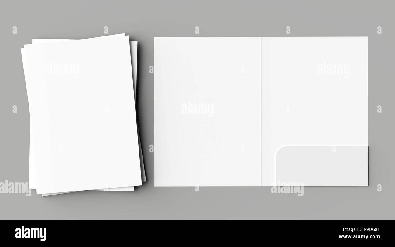 A4 size single pocket reinforced folder mock up isolated on gray ...