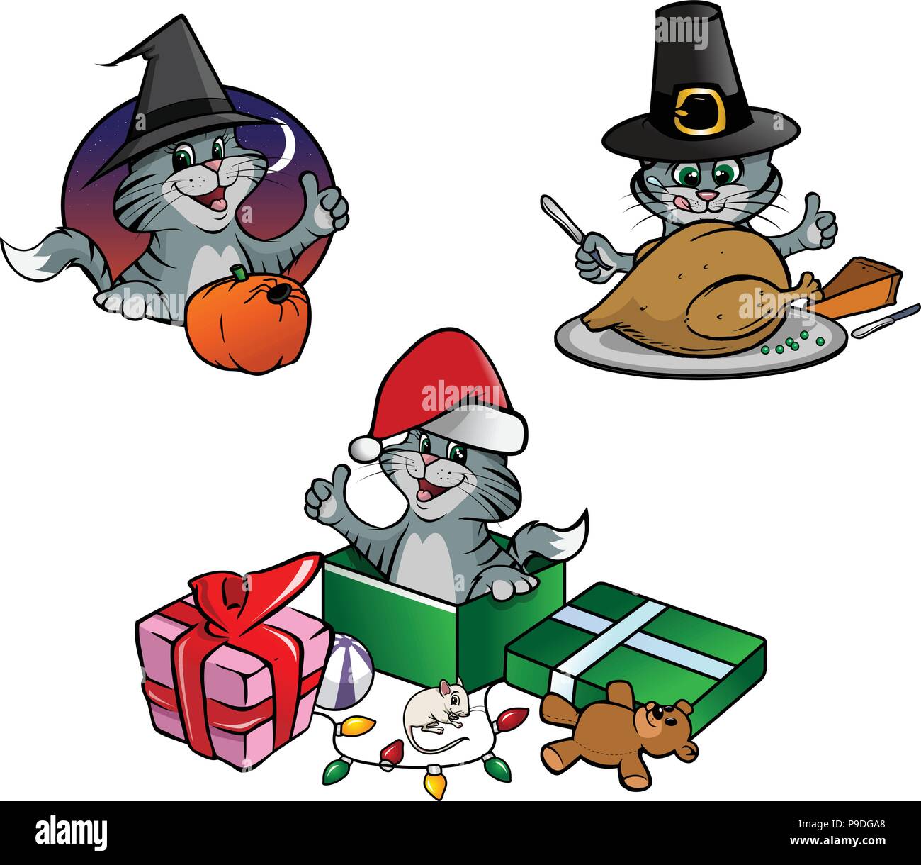cartoon cats celebrating during the Holidays Stock Vector Image & Art ...