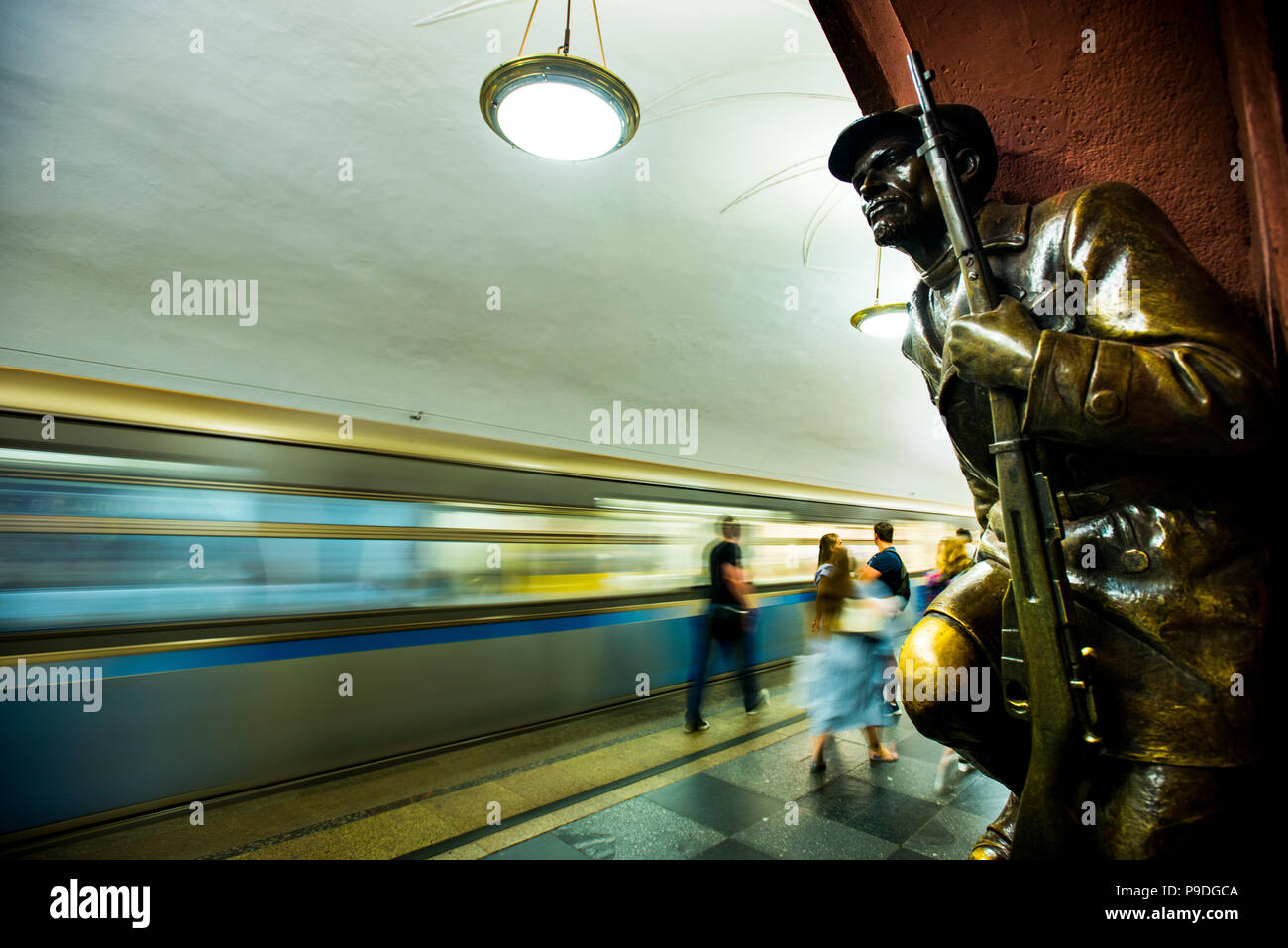 bronze sculptures a the Metro station Ploshchad Revolyutsii, Revolution ...