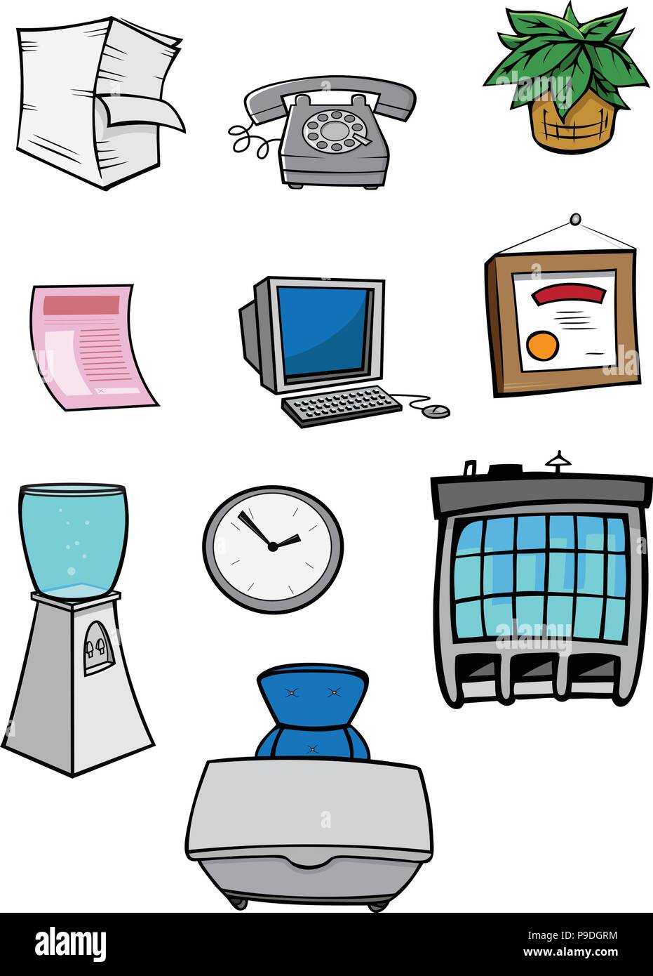 cartoon vector illustration of office stuff Stock Vector Image & Art ...