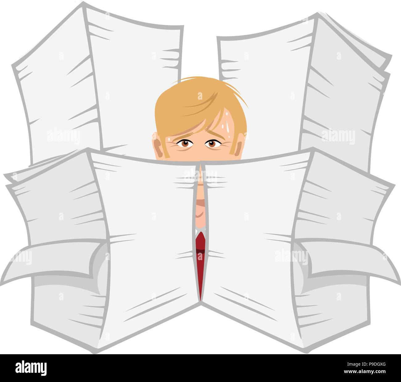 cartoon vector illustration of an office guy paperwork Stock Vector ...