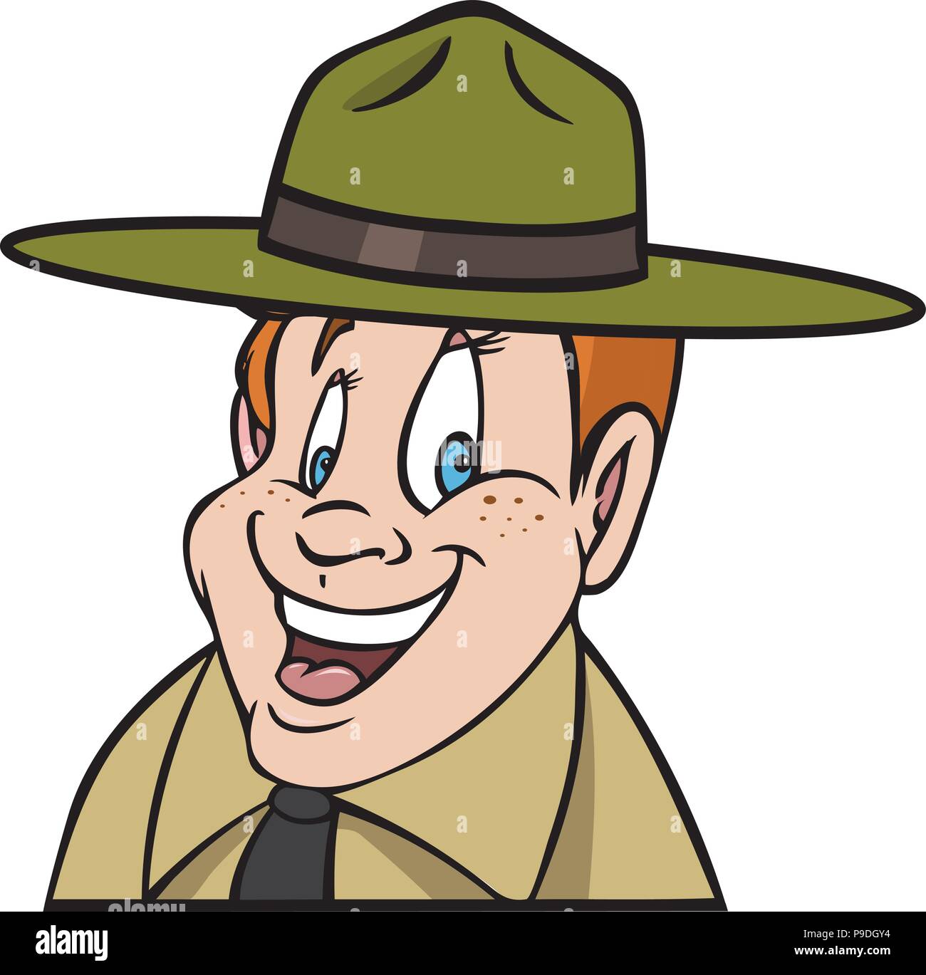 cartoon vector outline illustration of a park ranger Stock Vector Image ...