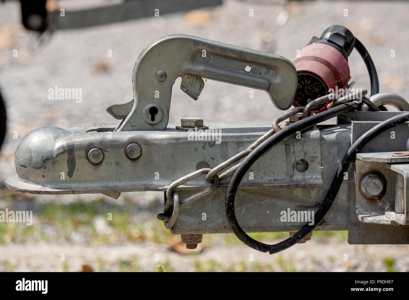 a close-up trailer hook for boats or other Stock Photo - Alamy