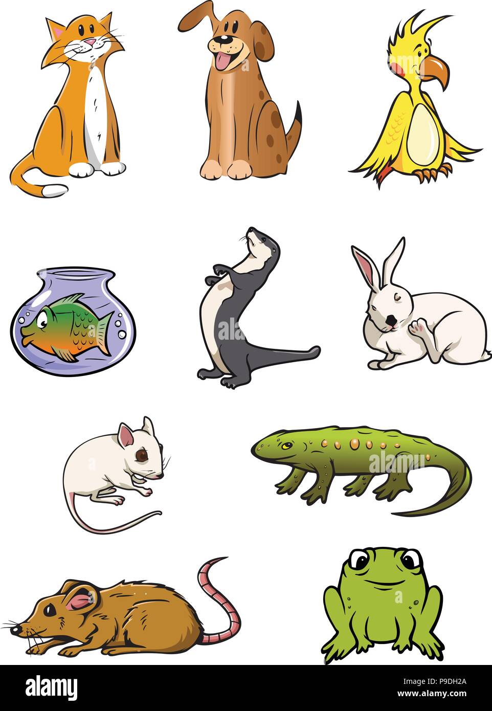cartoon vector illustration of a pets collection Stock Vector Image ...