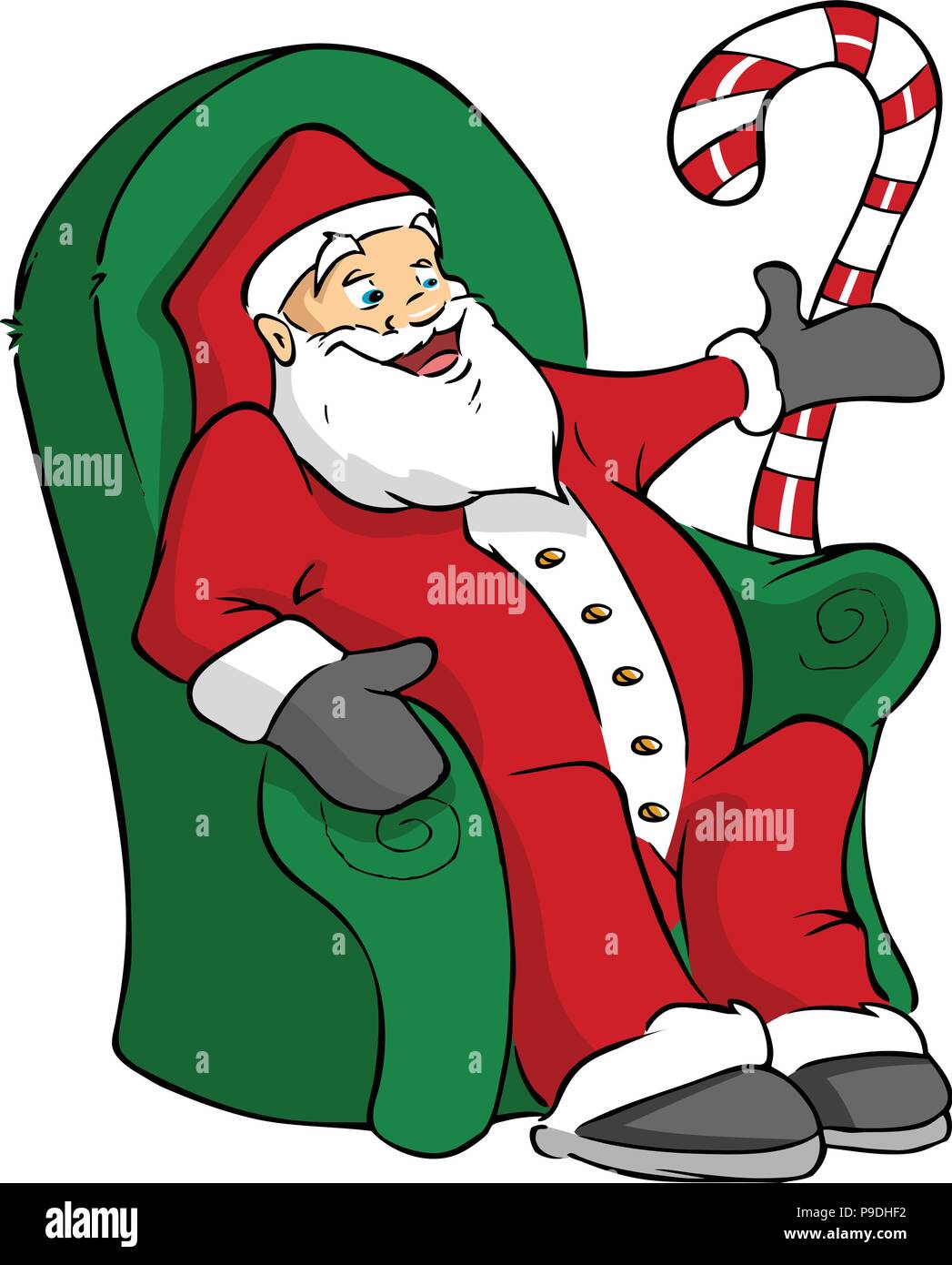 cartoon vector illustration Santa Claus candy cane Stock Vector Image ...