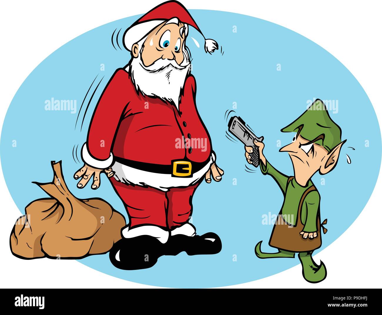 cartoon vector illustration Santa Claus elf gun Stock Vector Image ...