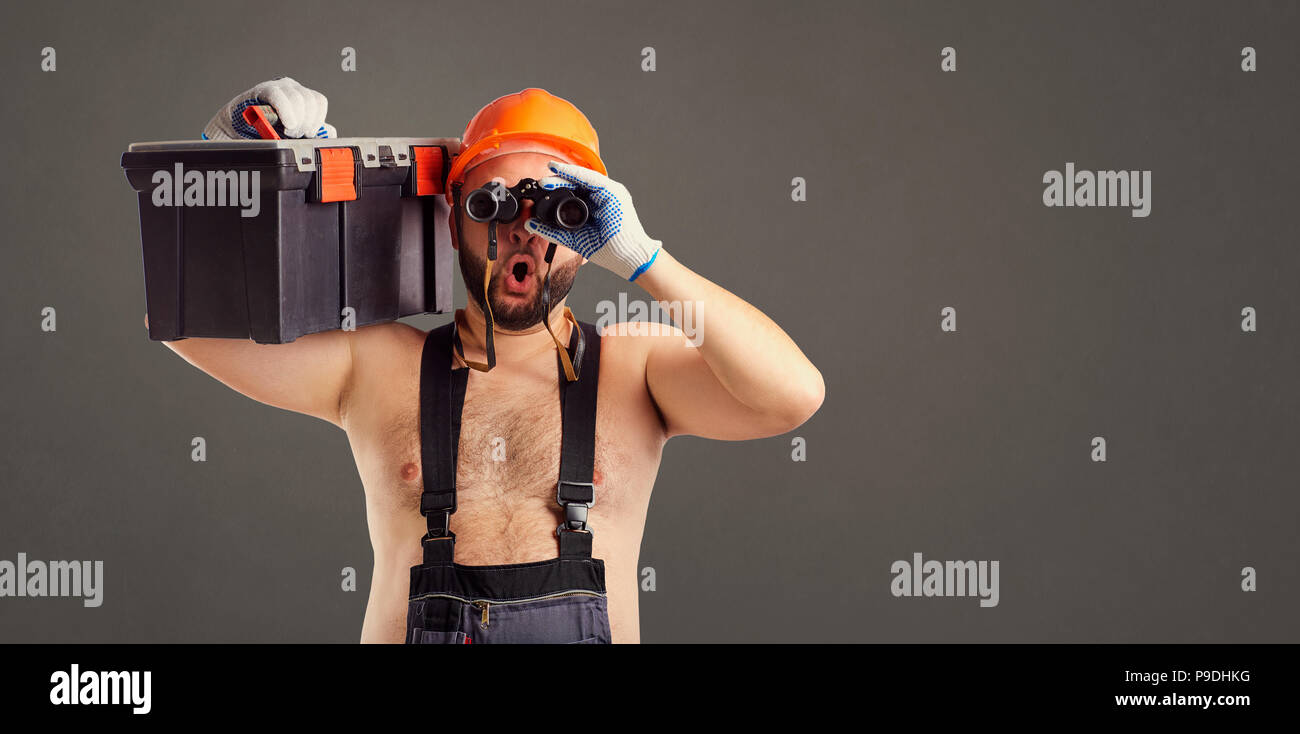 Fat man hard hat hi-res stock photography and images - Alamy