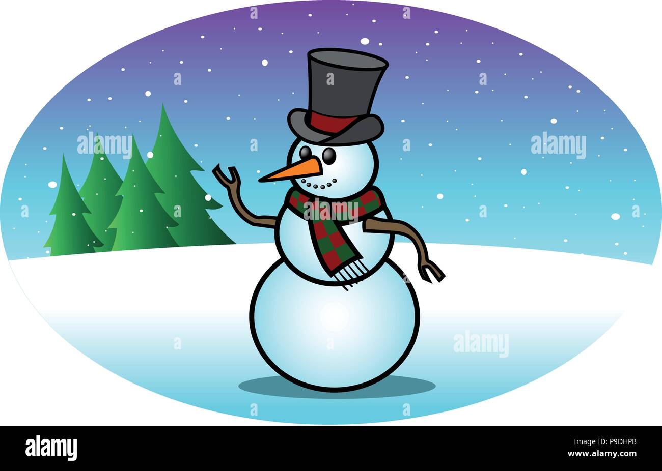 cartoon vector illustration of a snowfall snowman Stock Vector Image ...