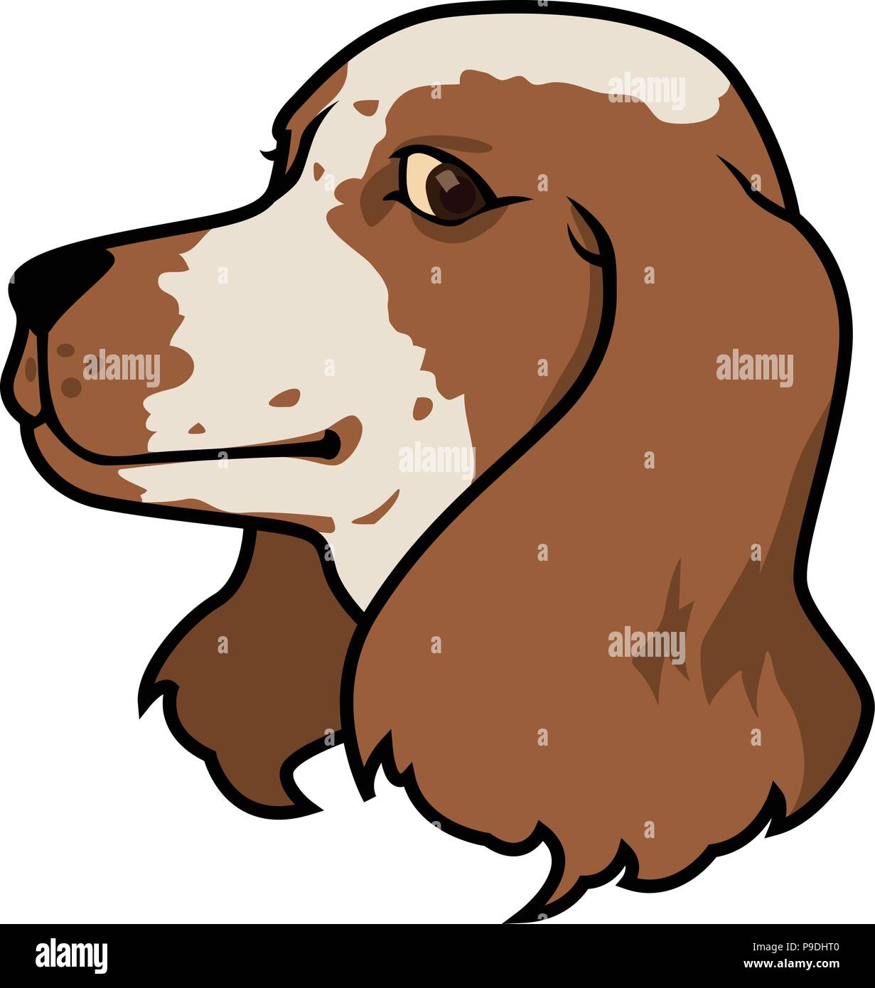 cartoon vector illustration of a spaniel dog head Stock Vector Image ...