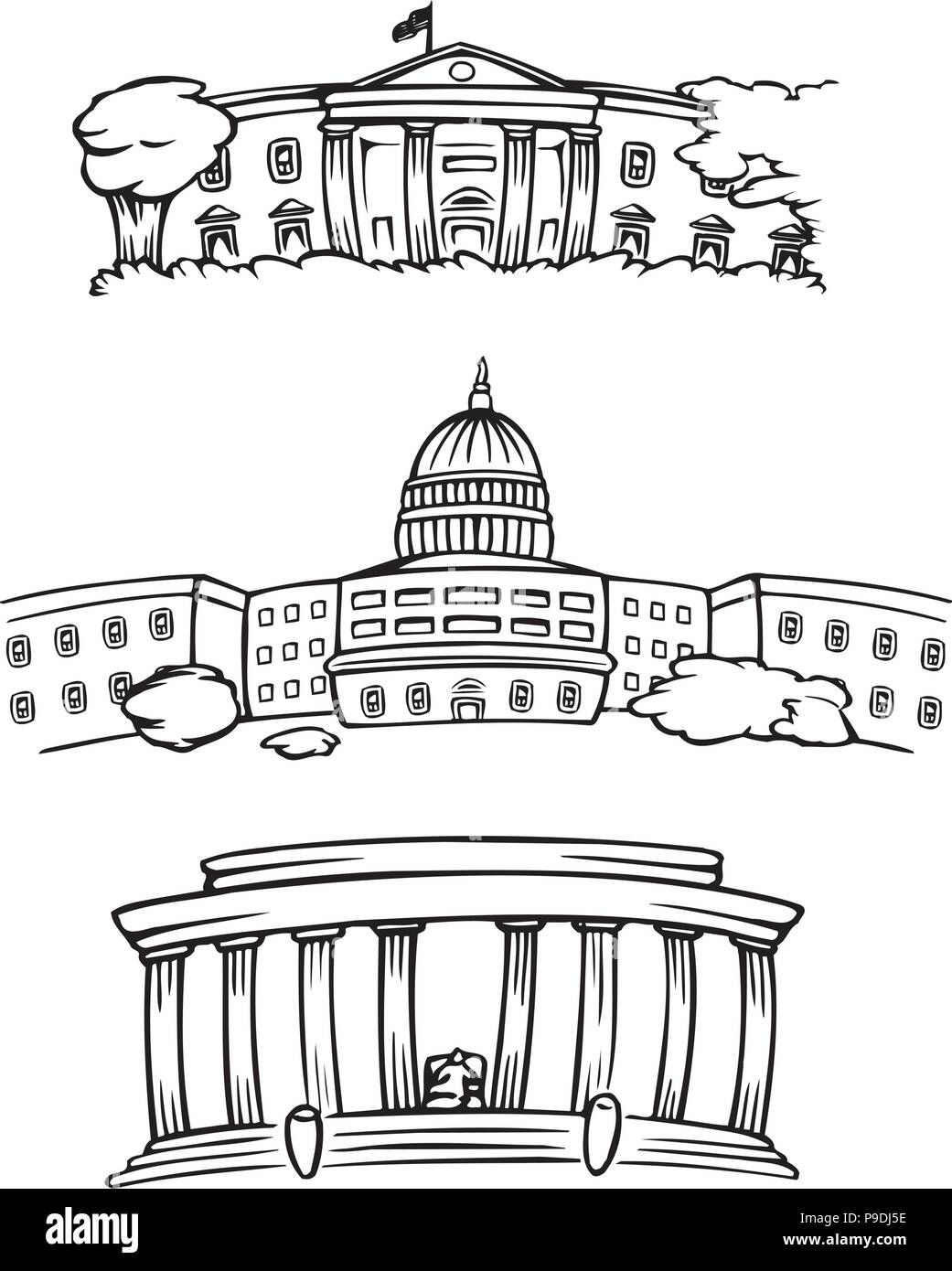 cartoon vector illustration of Washington DC buildings Stock Vector ...