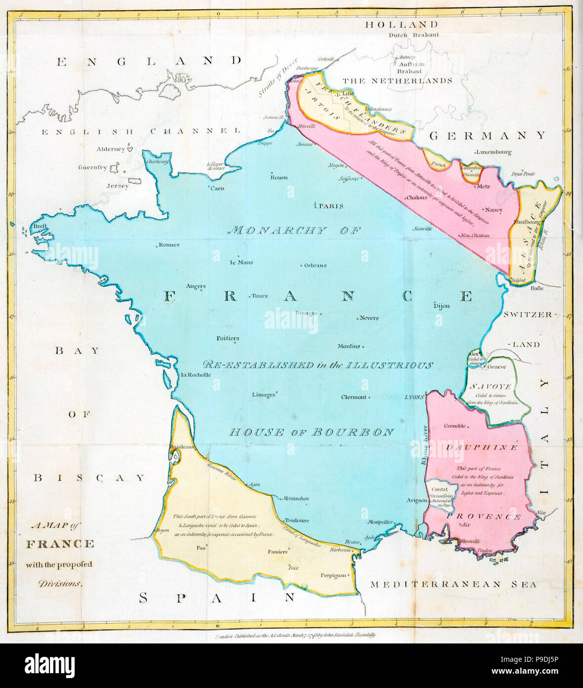 A Map of France with the Proposed Divisions. 1793 Stock Photo - Alamy