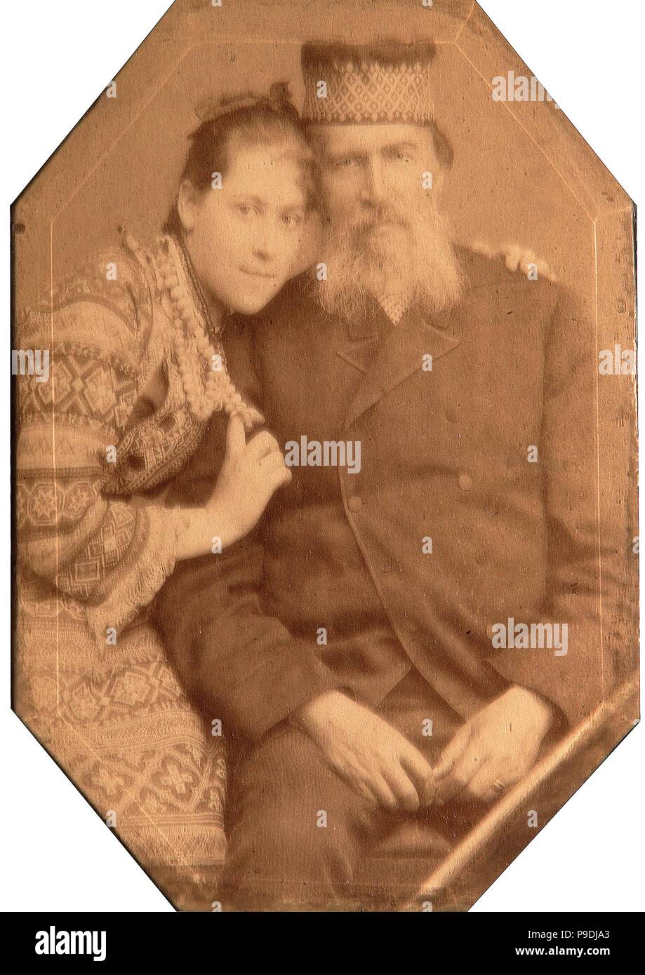 Portrait of the poet Yakov P. Polonsky (1820-1898) with Daughter ...