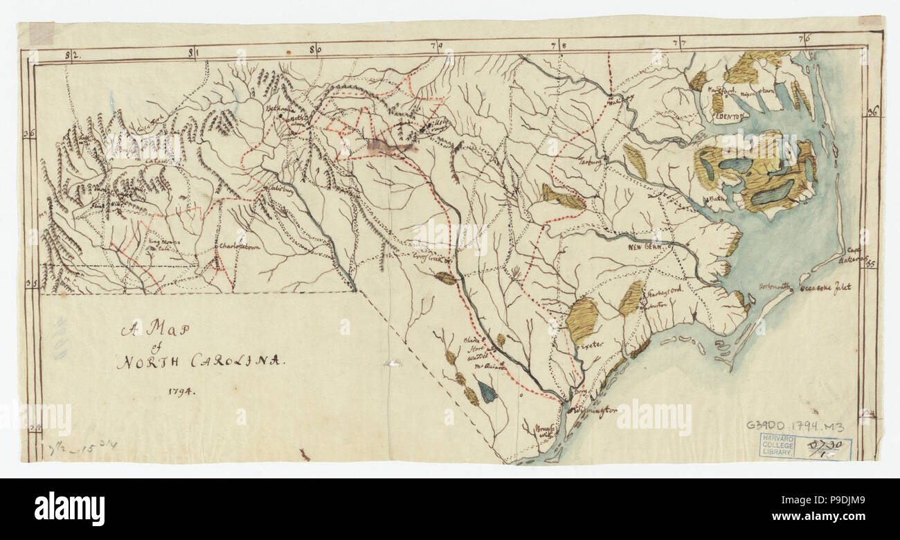 Historic North Carolina Map High Resolution Stock Photography and ...