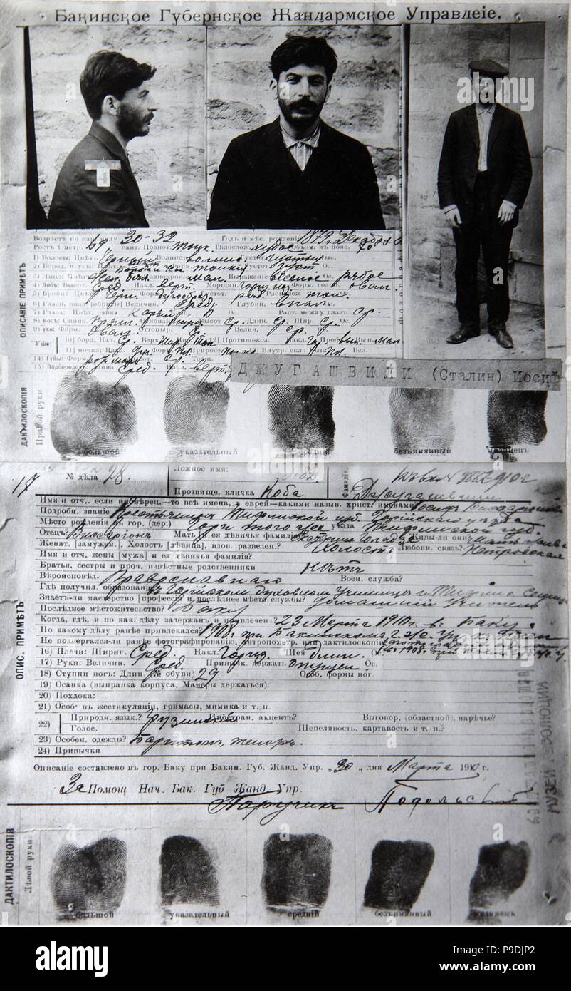 The information card on J. Jugashvili (Stalin) from the files of the ...