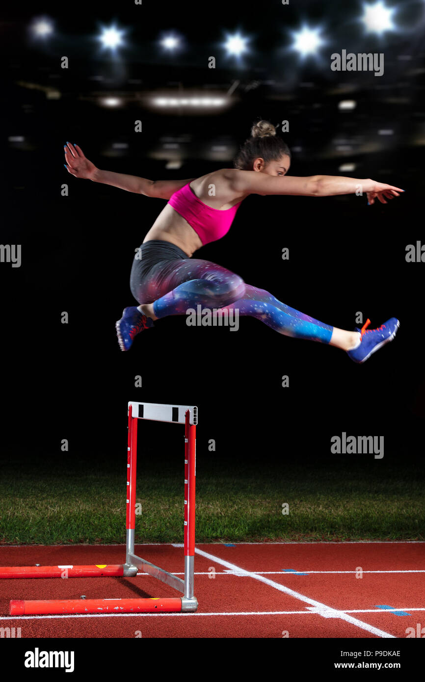Athlete training field hurdles hi-res stock photography and images - Alamy
