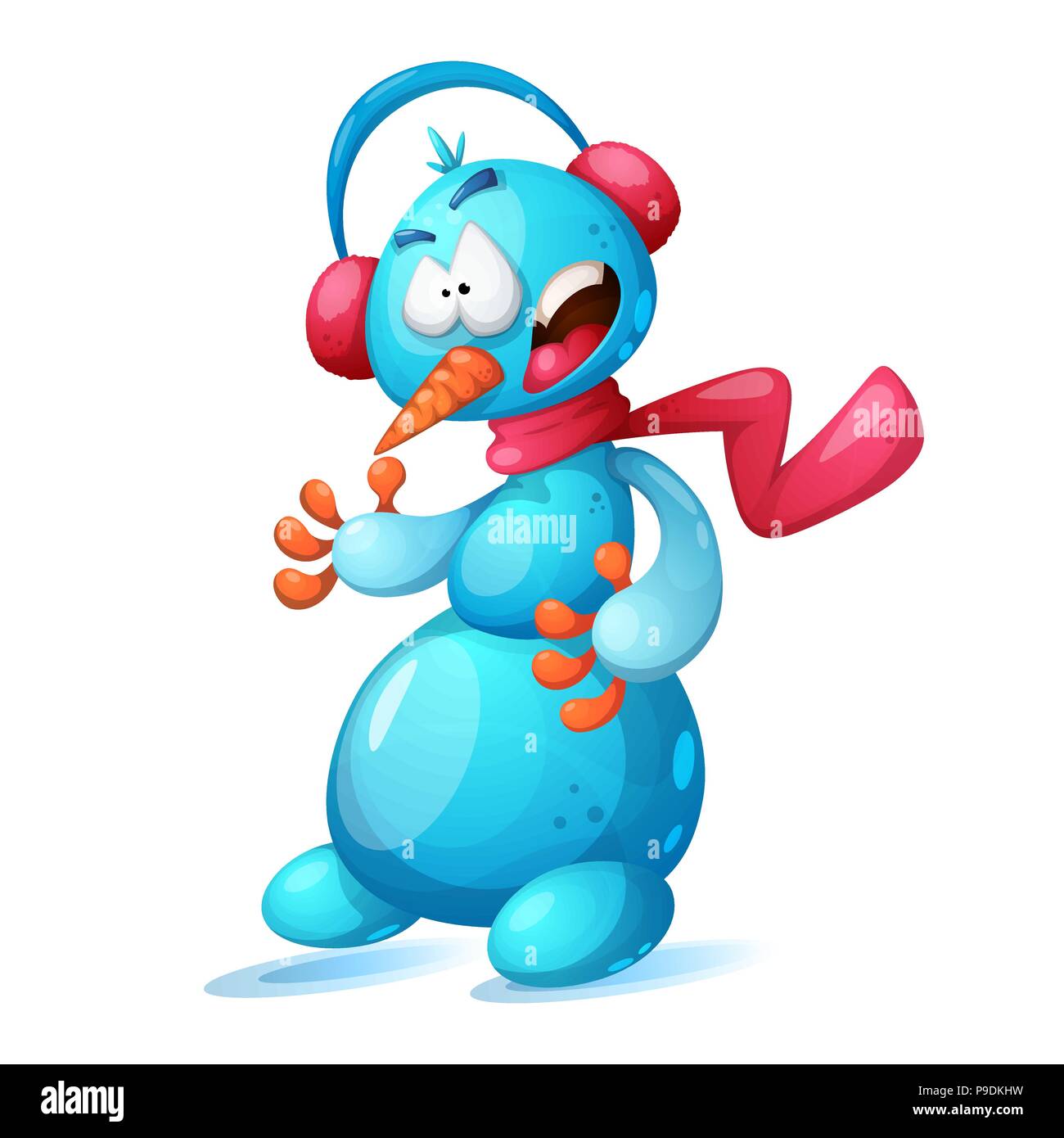 Funny, cute, cartoon snowman illustration Stock Vector Image & Art - Alamy