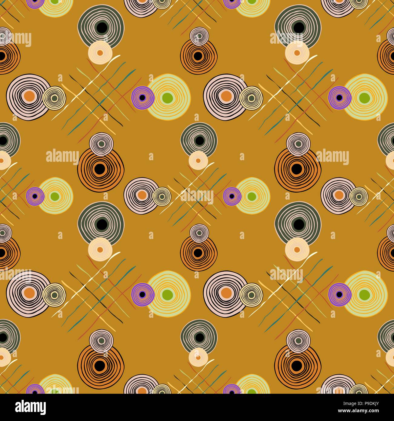 Seamless repeating ethnic pattern from circles and lines Stock Vector ...