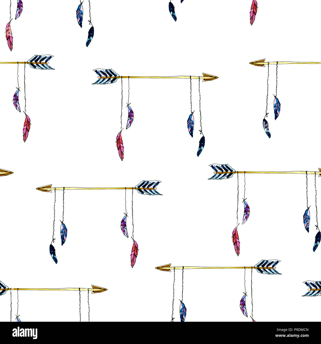 Watercolour Native american right arrow seamless pattern Stock Photo ...