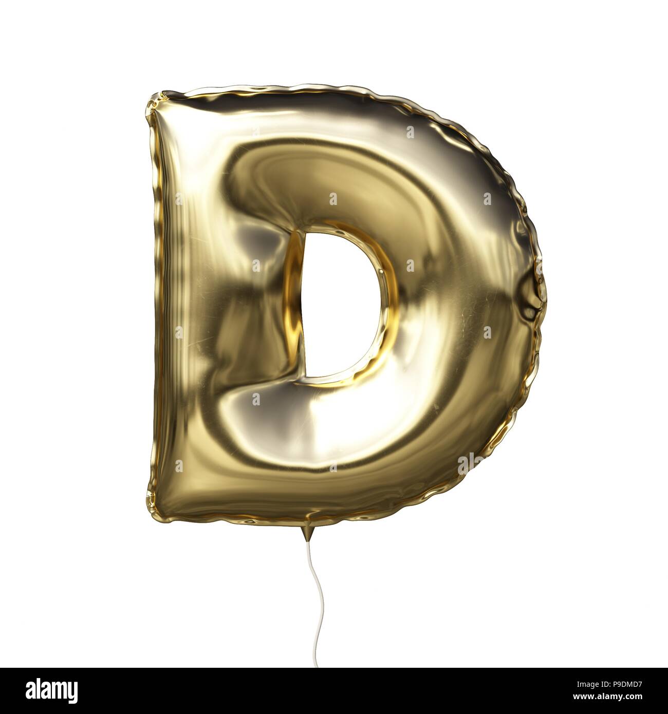 Letter D made of golden inflatable balloon isolated on white background ...