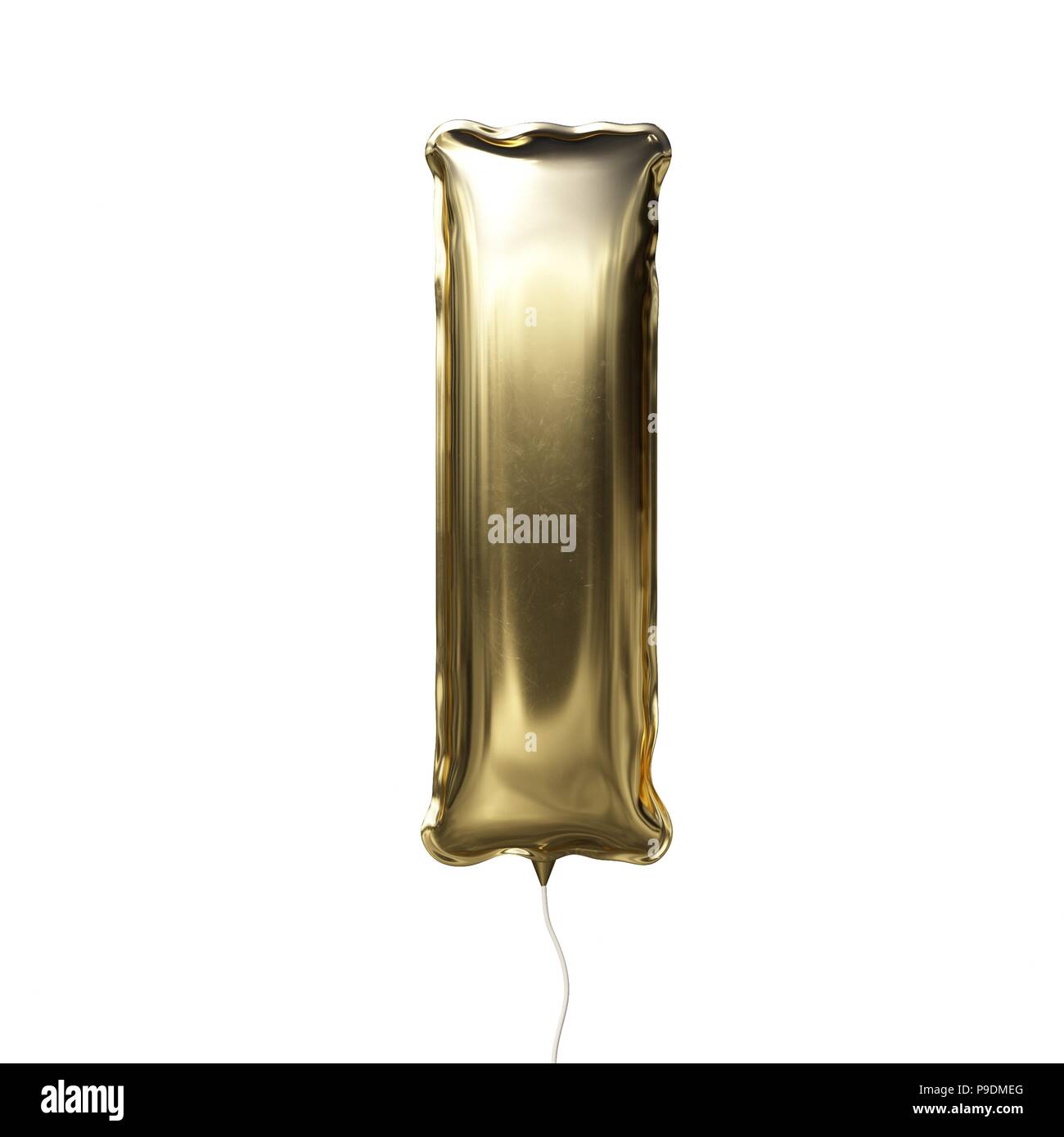 Letter I made of golden inflatable balloon isolated on white background ...