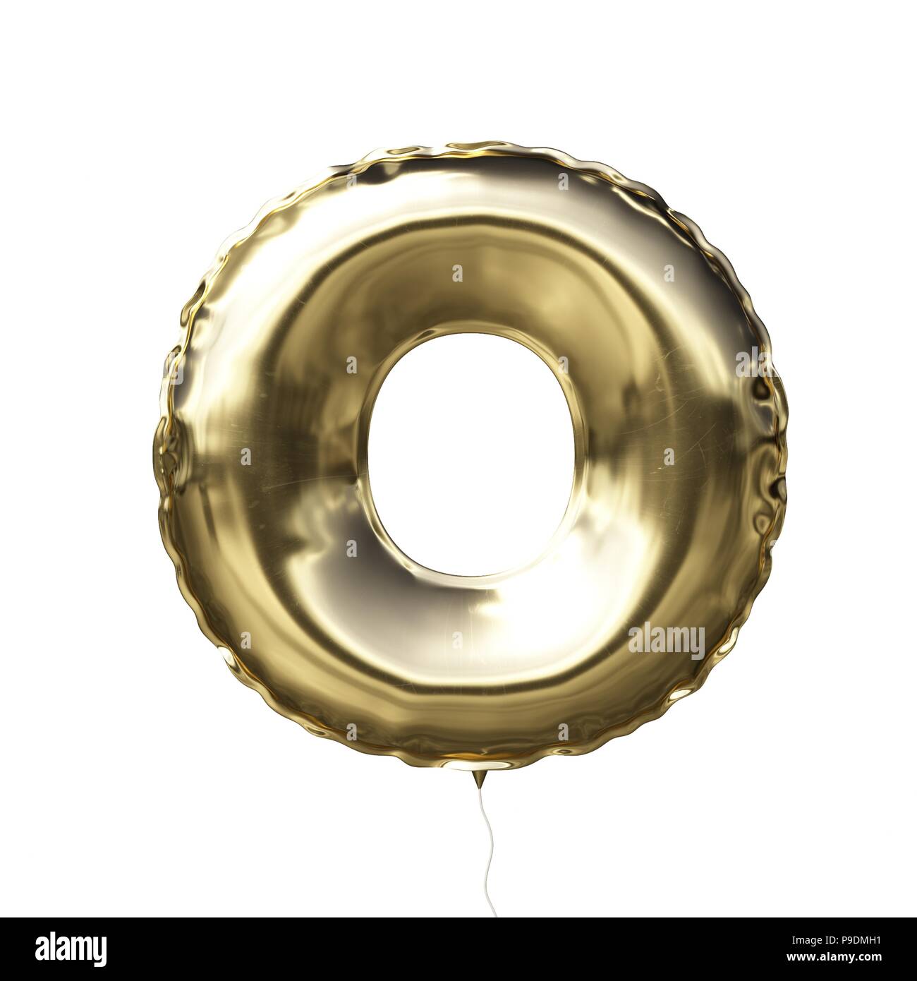 Letter O made of golden inflatable balloon isolated on white background ...